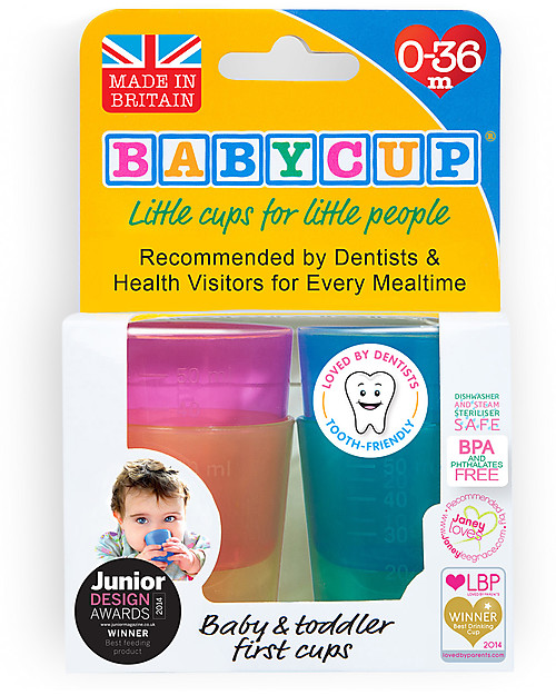 Babycup Babycup First Cup 0 36 months Set of 4 pieces Multicolored Approved by Dentists and Health Professionals unisex bambini