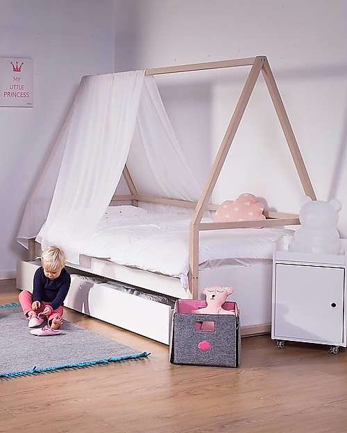 Childhome Nordic Acacia Single Bed + Trolley Tipi + Trundle , 90 x 200 ...