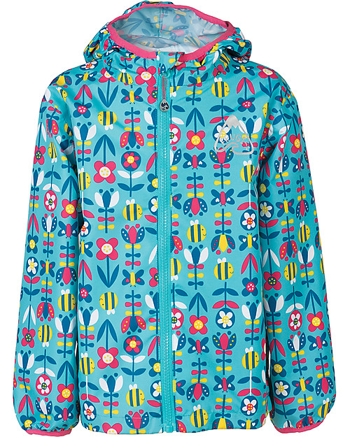 Frugi Puddle Buster Packaway Jacket, Cornish Sea Bloom - 100% recycled ...