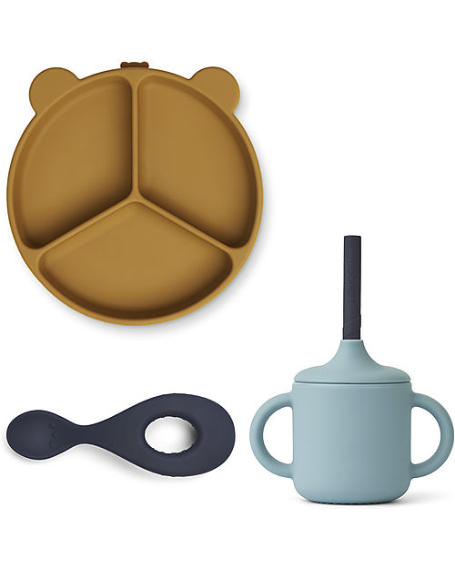 Liewood Dinner Set - Sea Blue Multi Mix - 3 Pieces - 100% Biodegradable ...