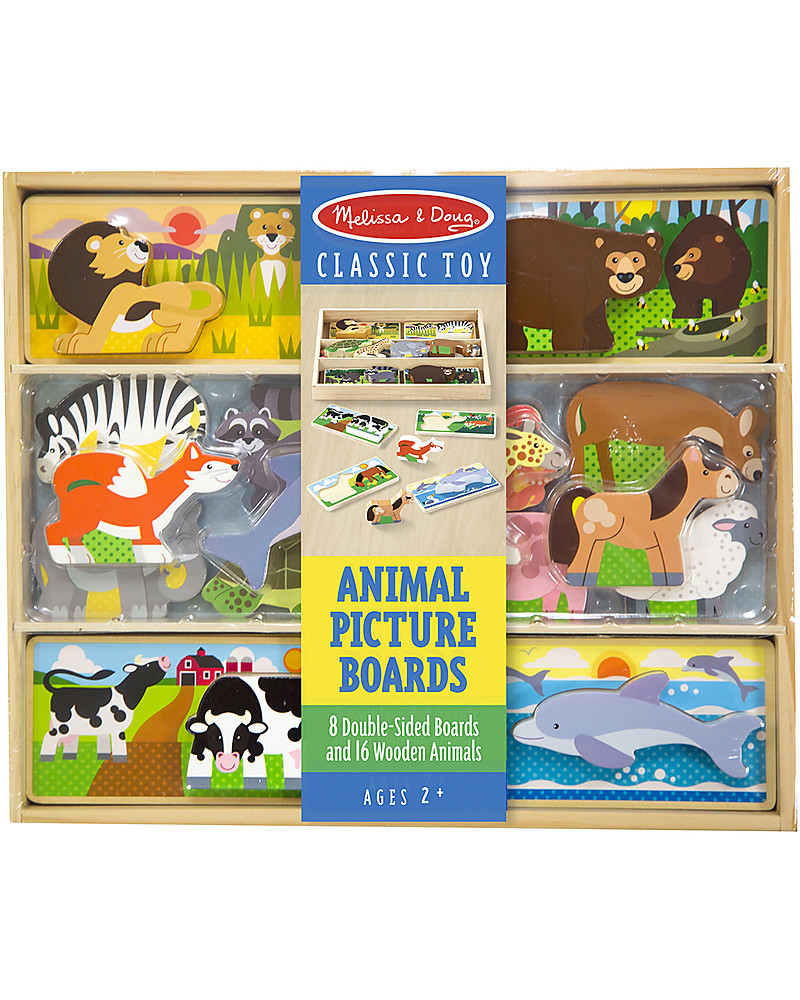 Melissa & Doug Animal Picture Board - 8 Double-Sided Boards & 16 Wooden ...