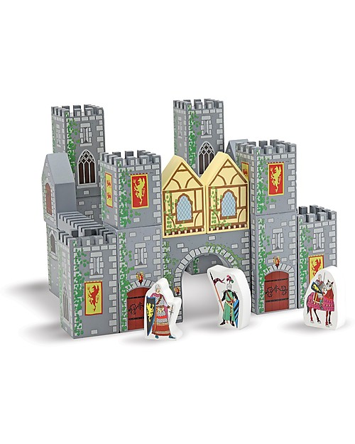 Melissa Doug Wooden Castle Blocks Play Set 28 pieces with box Great gift idea unisex bambini