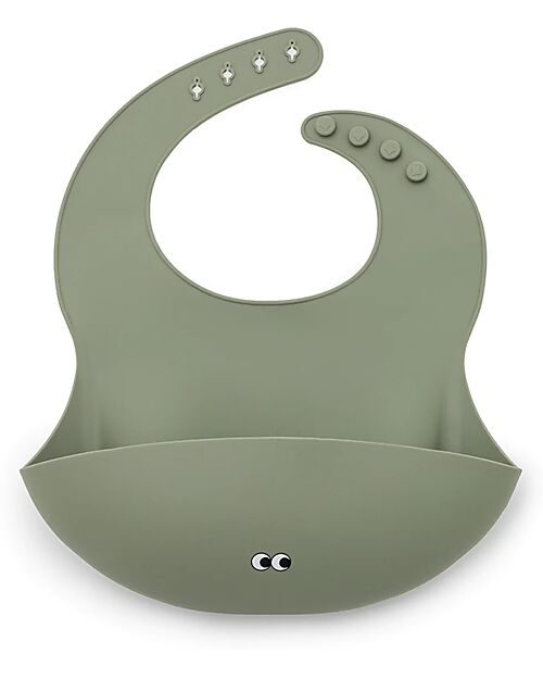 Noui Noui Bib Dusty Olive Food Grade Silicone with Pocket unisex bambini