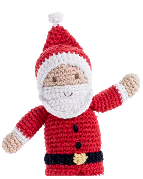 Pebble Christmas Crocheted Santa Claus Rattle - Fair Trade unisex (bambini)